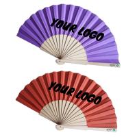 China Stable Quality Custom Design 9 Inch 23cm Abanicos De Mano Fabric Hand Held Fan Wooden Folding Hand Fan for sale