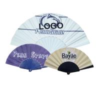 China Custom Advertising Black Plastic Fan Customized Plastic Oxford Folding Fan Plastic Advertising Hand Fan for sale