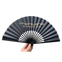China Large Hand Folding Fans 33cm SHADE Design High Premium Bamboo Clack Custom Rave Fan for Party Wedding for sale