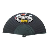 China 23cm Personalized Wood Fan Nylon Cotton Hand Painted Fan for Customized Decoration for sale