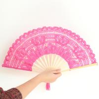 China [I AM YOUR FANS] Handmade 100% Cotton 27cm 23cm 13 Colors Ivory Lace Hand Fan Wedding Favors for sale