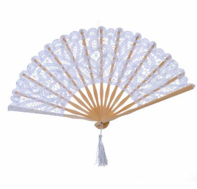 China [I AM YOUR FANS] Handmade 100% Cotton 27cm 23cm 13 Colors Ivory Lace Hand Fan Wedding Favors for sale