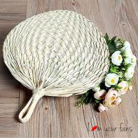 China Viet Nam Bamboo Craft Weave Hand Fan Heart/ Handwoven Personalized Palm Hand Fans Rattan Raffia Fan for sale