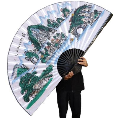 China [I AM YOUR FANS]Hot Selling Folding Wall Fan 100% Hand Painted Chinese Painting Giant Asian Folding Fabric Fan for sale