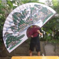 China [I AM YOUR FANS]Hot Selling Folding Wall Fan 100% Hand Painted Chinese Painting Giant Asian Folding Fabric Fan for sale