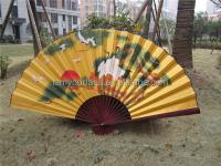 China [I AM YOUR FANS]Hot Selling Folding Wall Hand Fan Bamboo 100% Hand Painted Chinese Painting Giant Asian Folding Fabric Fan for sale