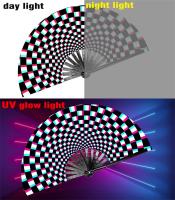 China Abanico Neon Grande De Mano Promotional Foldable Wooden Customise Printed Fabric Spanish Folding Wood Hand Fan for sale
