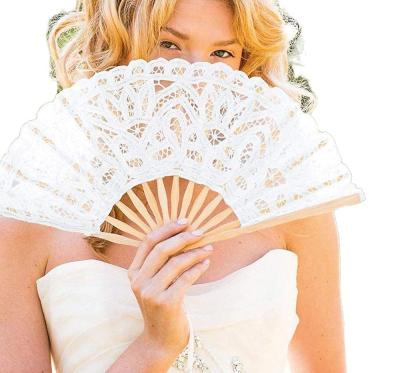 China [I AM YOUR FANS] Handmade 27cm 23cm 21cm 13 Colors Ivory Lace Hand Fan Wedding Favors Fans for sale