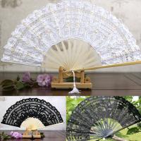 China [I AM YOUR FANS] Handmade 27cm 23cm 21cm 13 Colors Ivory Lace Hand Fan Wedding Favors Fans for sale