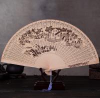 China [I AM YOUR FANS]Sufficient Stock! Handcrafted Chinese Design Patterned Fan 23CM Wood Hand Fan With Tassel for sale