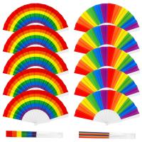 China Personalized Hand Fans Rave Fans Pride Rainbow Fans for Event & Party Supplies for sale