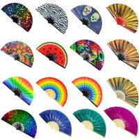 China [I AM YOUR FANS] 13 Ribs Rainbow Color Large Kungfu Fan Wushu Dance Rave Fan for Sale for sale