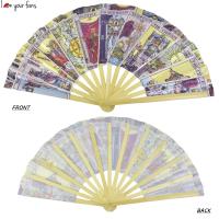 China Personalised Bamboo Tarot Themed Large Hand Fan 33cm Folding Fan for Festival Party & Home Decoration for sale