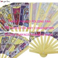 China Personalised Bamboo Tarot Themed Large Hand Fan 33cm Folding Fan for Festival Party & Home Decoration for sale