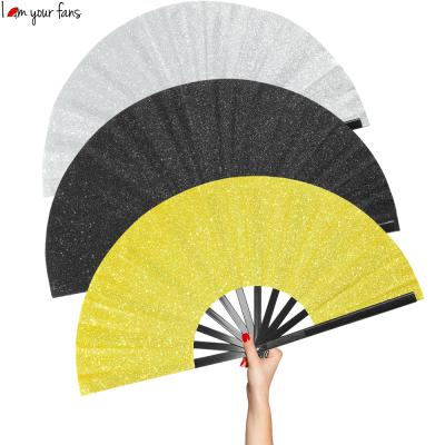 China Factory Price Waterproof Personalized Large Hand Fan PVC Holography Fans Hand Held Rave Fan for sale