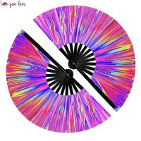 China Factory Price Waterproof Personalized Large Hand Fan PVC Holography Fans Hand Held Rave Fan for sale