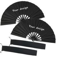 China Wholesale Custom Design Personalised Fans Printed Portable Bamboo Rave Fan Held Large Hand Folding Fan for sale