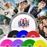 China Wholesale Painted Red Tai Chi Fan Performance Dance Fan One-foot Bamboo Plastic Bone Double-sided Sound Eco-friendly Business for sale