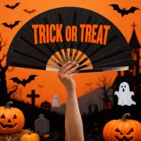 China Personalized 33Cm Large Folding Halloween Fans Bamboo Crafts Hand Fan for Festival Party for sale
