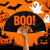 China Personalized 33Cm Large Folding Halloween Fans Bamboo Crafts Hand Fan for Festival Party for sale