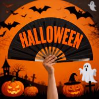 China Personalized 33Cm Large Folding Halloween Fans Bamboo Crafts Hand Fan for Festival Party for sale