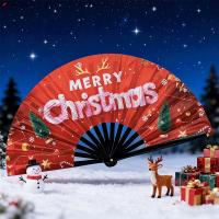 China Customized Christmas Fan 33CM Large Bamboo Fan Hand Fans for Festival for sale