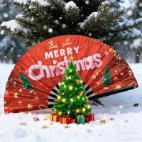China Customized Christmas Fan 33CM Large Bamboo Fan Hand Fans for Festival for sale