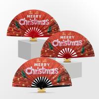 China Customized Christmas Fan 33CM Large Bamboo Fan Hand Fans for Festival for sale