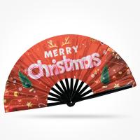 China Customized Christmas Fan 33CM Large Bamboo Fan Hand Fans for Festival for sale