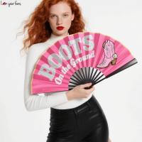 China Hot Selling Boots on the Ground Clacking Hand Fan Custom Clack Fans Rave Fan for sale