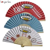 China Custom Colour 8 Inch (21cm) Popular Custom Design Sample Is Free Fabric Bamboo Hand Held Fan for Advertising for sale