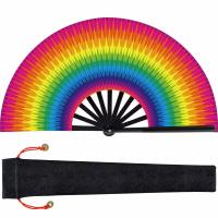 China [I AM YOUR FANS] Custom Promotional Large Rave Nylon Fabric Clack Fan Hand Held Folding Fans for Advertisement for sale