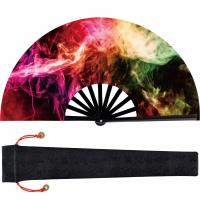 China [I AM YOUR FANS] Custom Promotional Large Rave Nylon Fabric Clack Fan Hand Held Folding Fans for Advertisement for sale