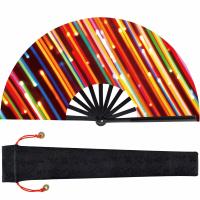 China [I AM YOUR FANS] Custom Promotional Large Rave Nylon Fabric Clack Fan Hand Held Folding Fans for Advertisement for sale