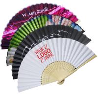 China Factory Customized Hand Fan Advertising Folding Hand Fans Personalized Bamboo Paper Fan for sale