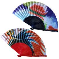 China Factory Price 21cm 23cm Customized Brand Promotional Gift Portable Hand Fan Printed Bamboo Fabric Paper Hand Fan for sale