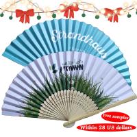China Advertising Hand Fans Customized Color Logo Fan Personalized Bamboo Paper or Fabric Folding Fan for sale