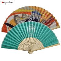 China Hot Sale 23cm 21cm Small Size High- End Classic Gift Custom Printed Folding Hand Fans for Hotel and Restaurant Souvenir for sale