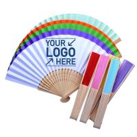 China Wholesale Custom Printed Logo Folding Handfan Rib Wedding Wooden Hand Held Paper Bamboo Fans for sale