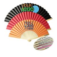 China Wholesale Custom Printed Logo Folding Handfan Rib Wedding Wooden Hand Held Paper Bamboo Fans for sale