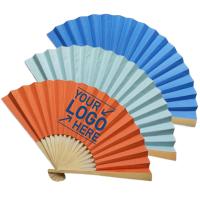 China Wholesale Custom Printed Logo Folding Handfan Rib Wedding Wooden Hand Held Paper Bamboo Fans for sale