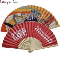 China Summer Hot Sale High- End Classic Gift Custom Bamboo Printed Folding Hand Fans for Promotion and Activity for sale