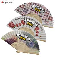 China 21cm Bamboo Ribs One Side Paper Custom Printing 23cm High Quality Bamboo Crafts Gift Hand Holding Fan for sale