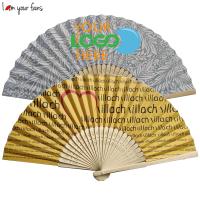China 21cm Bamboo Ribs One Side Paper Custom Printing 23cm High Quality Bamboo Crafts Gift Hand Holding Fan for sale