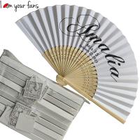 China 21cm Bamboo Ribs One Side Paper Custom Printing 23cm High Quality Bamboo Crafts Gift Hand Holding Fan for sale