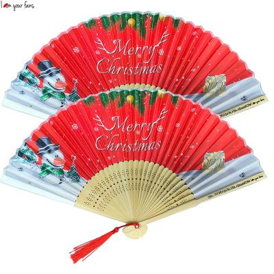 China Factory Direct Sales Christmas Fan Bamboo Fan Custom Hand Held Fan for sale