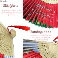 China Factory Direct Sales Christmas Fan Bamboo Fan Custom Hand Held Fan for sale