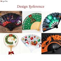 China Factory Direct Sales Christmas Fan Bamboo Fan Custom Hand Held Fan for sale