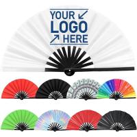 China Custom Large Fan Waterproof Folding Fan Dance&Party 33cm Rave Fan Hand Fan Wholesale for sale