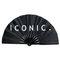 China Custom Printed 33cm Large Folding Bamboo Handheld Fan with Loud Clack Sound for Rave Festivals Accessories for sale